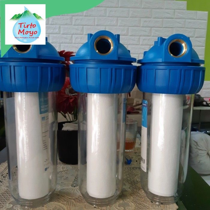 3 set filter saringan air PENGUN PBF10" PRO isi PP+PP+CTO kuningan ...