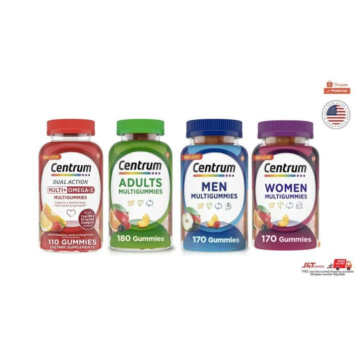 Centrum MultiGummies Multivitamin for Adults Men Women Omega-3 Beauty ...