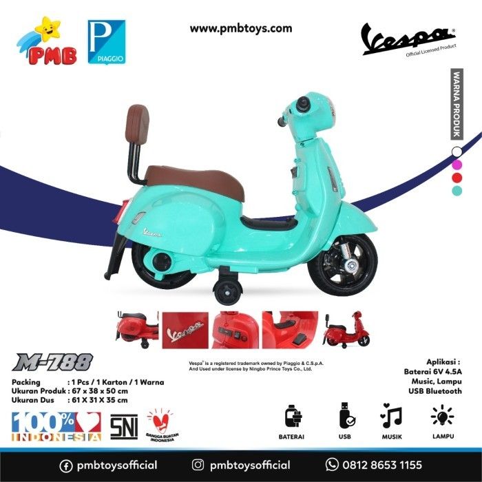 Mainan Motoran Aki M-788 (Vespa) PMB M 399 / EMT 2236 / EMT 2242 ...