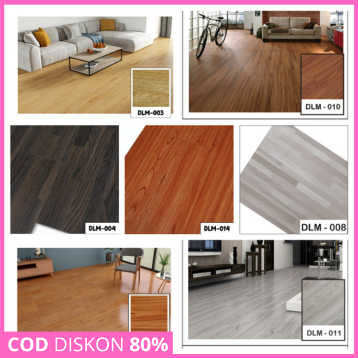 Stiker Lantai Vinyl / Perekat Lantai Motif Kayu Premium Tebal 2MM Ukuran 91.2cm x 15.2cm ...