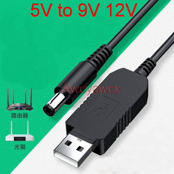 adapter USB DC Boost Converter Cable 5V to 9V 12V Transformer supply charger router wifi LED 5 ...