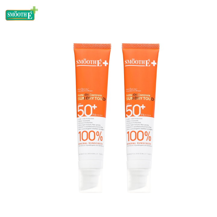 (แพ็ค 2) Smooth E ครีมกันแดด Sun Dry Touch Acne Oil Controls SPF 50+ PA ...