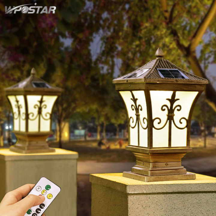 Solar Pillar Light Gate Lamp Outdoor Lighting Garden Lampu Pagar ...