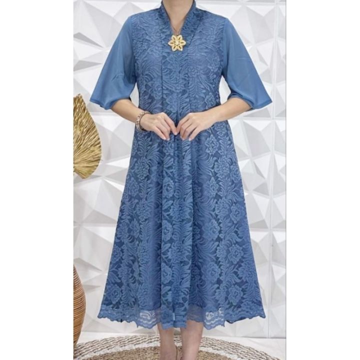 SHOOPI DRESS SEMI BROKAT WANITA MODREN/DRES BAJU PESTA BROKAT KARTINI ...