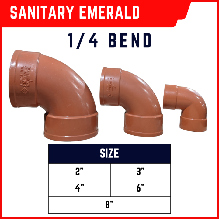 Sanitary PVC Fittings Emerald 1/4 Bend (Sizes: 6",8") Sold per pc ...