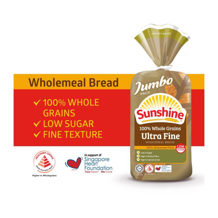 Sunshine 100 Percent Whole Grains Ultra Fine Wholemeal Jumbo Bread ...