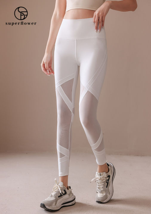 SUPERFLOWER Women's Sexy Mesh Yoga Pants with High Waist, Hip Lift ...