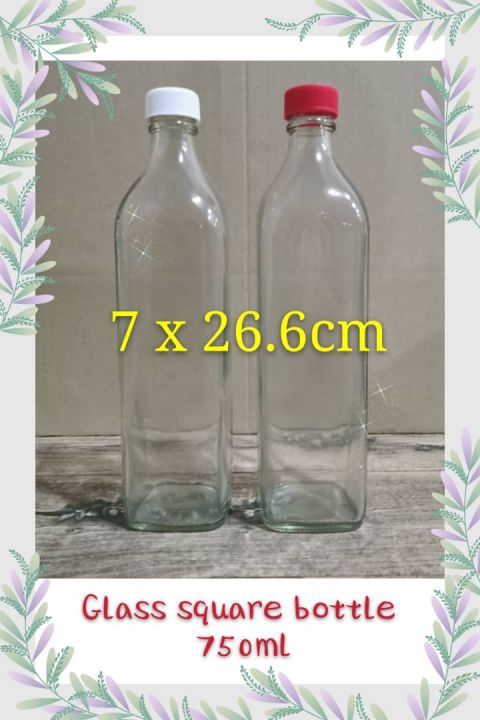 750ml Square Glass Bottle with Cap & Insert / Botol Kaca | Lazada