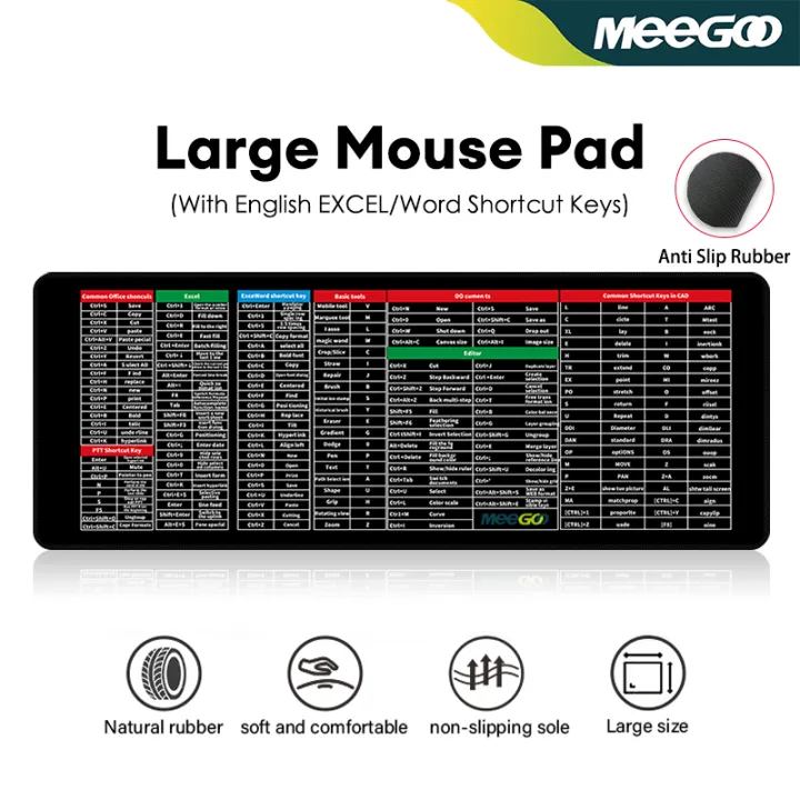 MeeGoo Large Mouse Pad With Office Software Shortcut Key Pad Computer ...