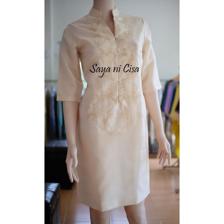 【NEW】 Barong Dress - Chinese Collar V 3/4 Sleeves | Lazada