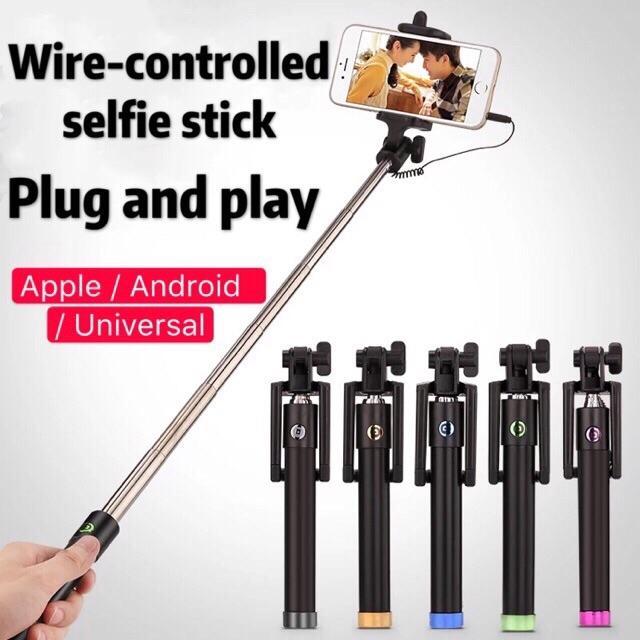 78cm Foldable Selfie Stick Wired Monopod w/ Built-in Shutter | Lazada PH