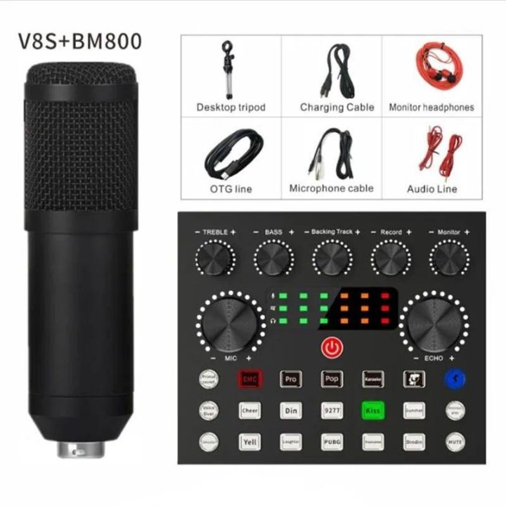 BM-800 Condenser Microphone Kit With V8 Sound Card and Sony Headphone | Lazada PH