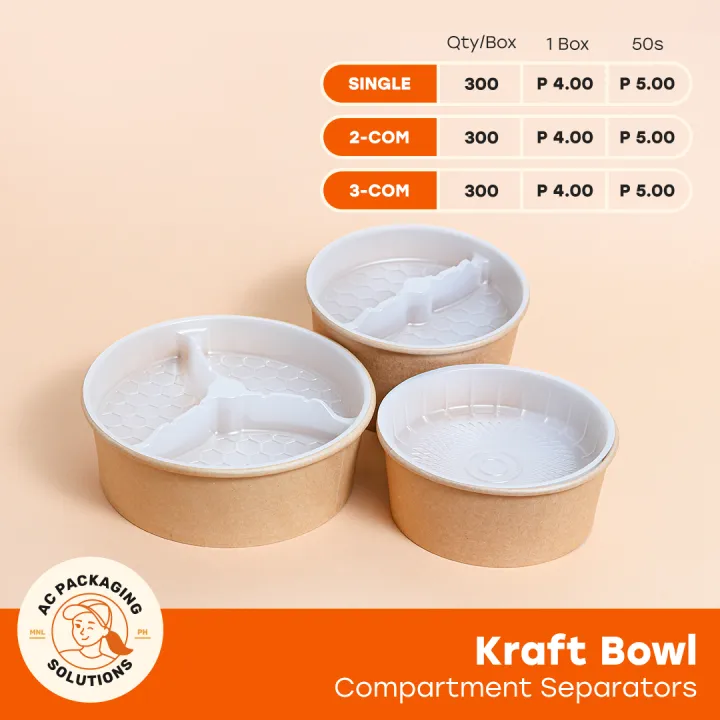 (50 pcs) Kraft Bowl Separator for 500 ml, 750 ml, 1000 ml | Lazada PH