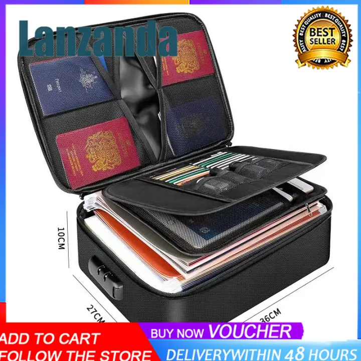 DocSafe Document Bag with Lock,Fireproof 3-Layer File Storage Case with ...