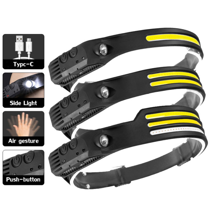 Outdoor COB Headlights Fishing Night Running Sensing Waterproof ...