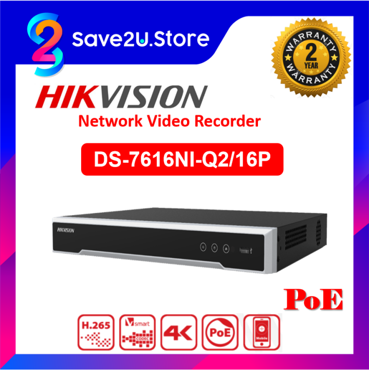 HIKVISION CCTV DS-7616NI-Q2/16P Network 16CH 8MP 4K Plug and Play IP ...