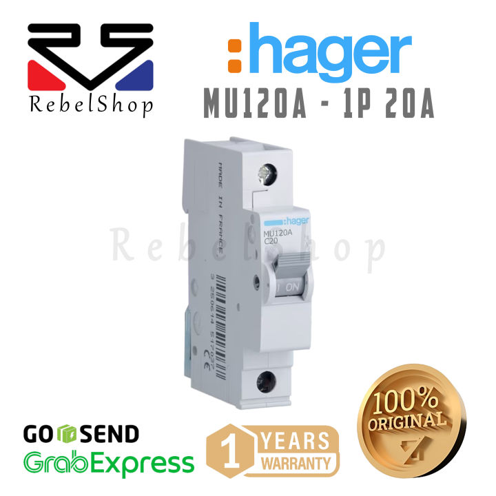 Hager MCB 1P 20A MU120A 6kA 1 Phase 20 Ampere SNI - Single Pole ...