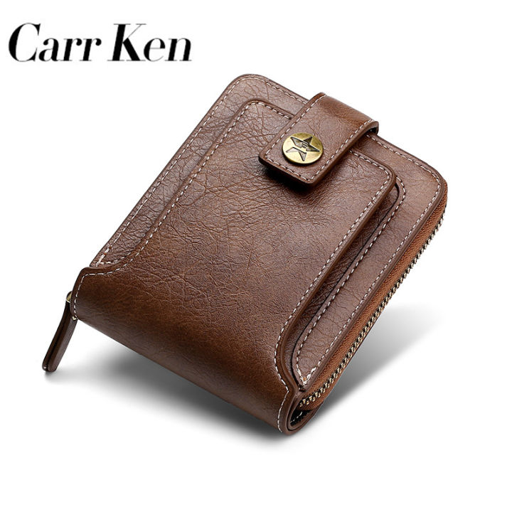 CarrKen 2021 New Men's Short Wallet Retro Horizontal Zipper Wallet ...