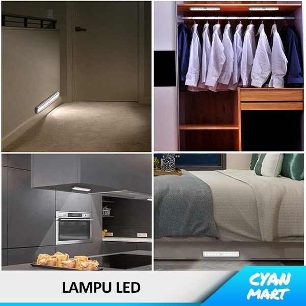 QUALITY! LAMPU STRIP 10 LED KITCHEN TANGGA OTOMATIS SENSOR GERAK PIR ...