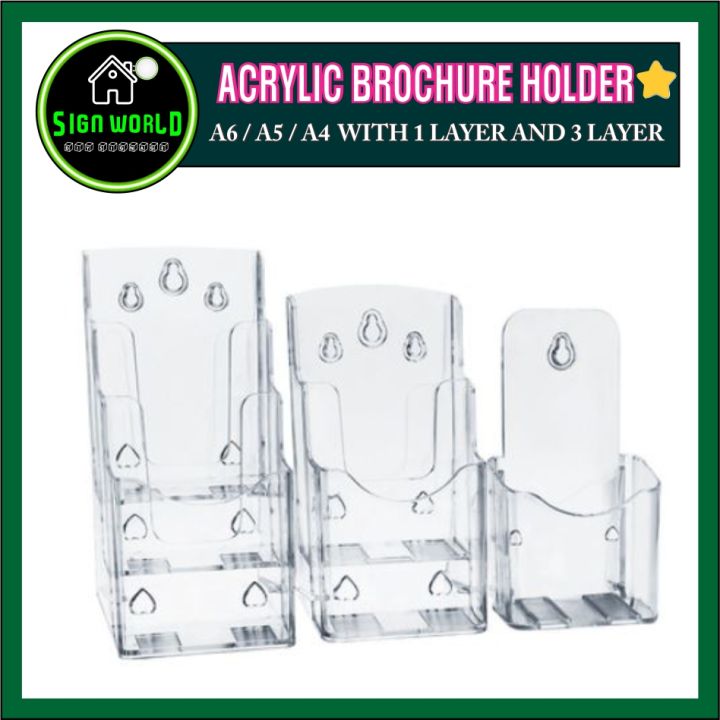 Clear Acrylic Brochure Holder / Flyer Booklet Pamphlet Menu Paper Stand ...