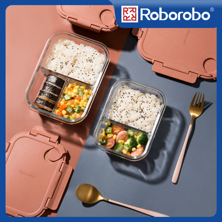Roborobo Lunch Box Heat-Resistant Glass Fresh-Keeping Box Microwave ...