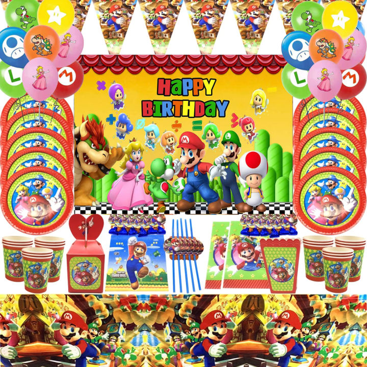 The New Mario Brothers Theme Birthday Party Decorations Disposable ...