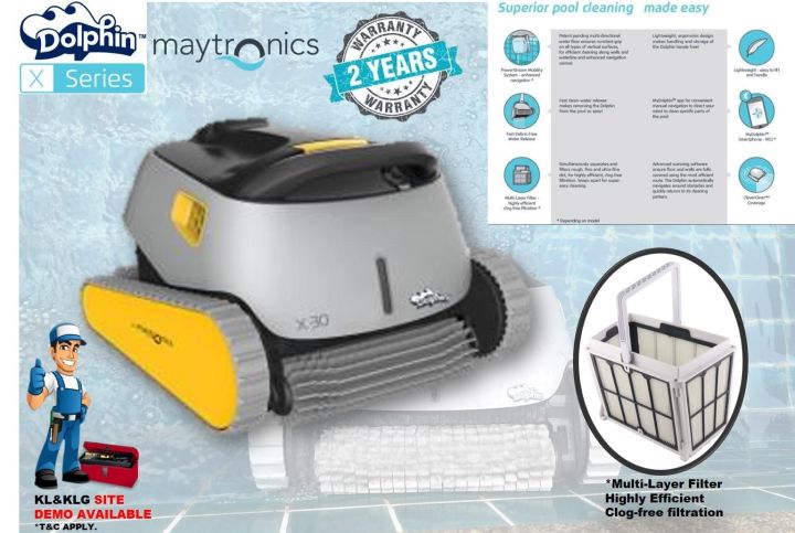 DOLPHIN X30 DOMESTIC AUTOMATIC SWIMMING POOL CLEANER ROBOT, The Dolphin ...