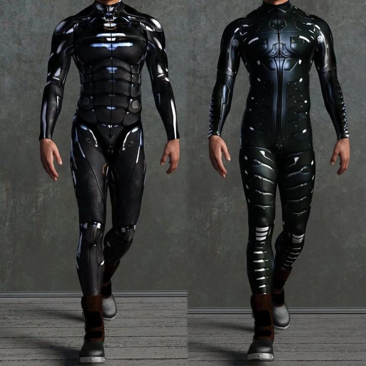 1 Men Women Cyberpunk Mechanical Armor Jumpsuit Halloween Party Cosplay ...