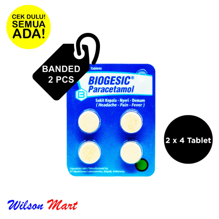 BIOGESIC PARACETAMOL ISI 4 TABLET BANDED 2 PCS | Lazada Indonesia