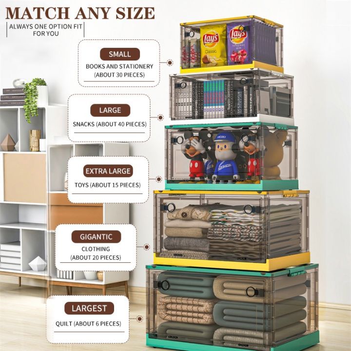 JMS storage organizer box cabinet clothes organizer Folding Transparent ...