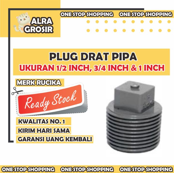 PLUG Drat Pipa PVC 1/2 Inch 3/4 Inch 1 Inch plug drat Tutup Pralon ...