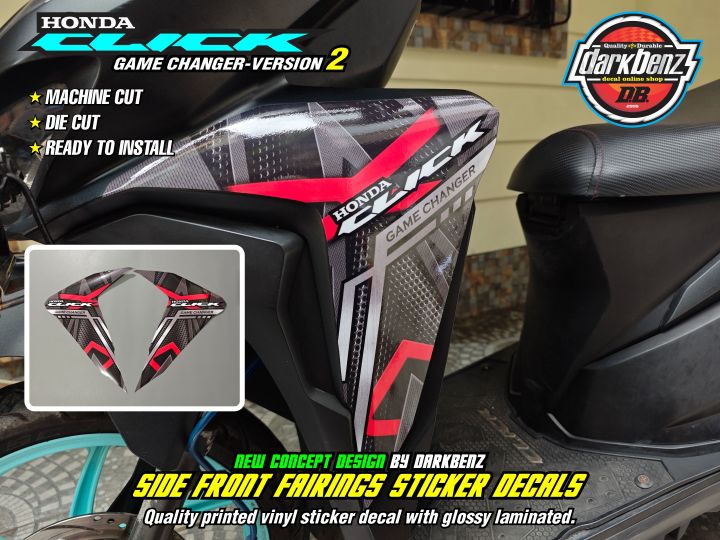 Honda Click Version 2 Front Side Fairings Printed Sticker Decal ...