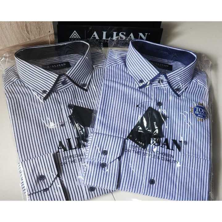 Kemeja ALISAN Motif SALUR Slimfit (L. Panjang) 100% ORIGINAL | Lazada ...