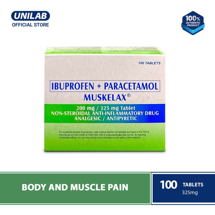Unilab Muskelax 100 Tablets Ibuprofen + Paracetamol - Para sa Matinding ...