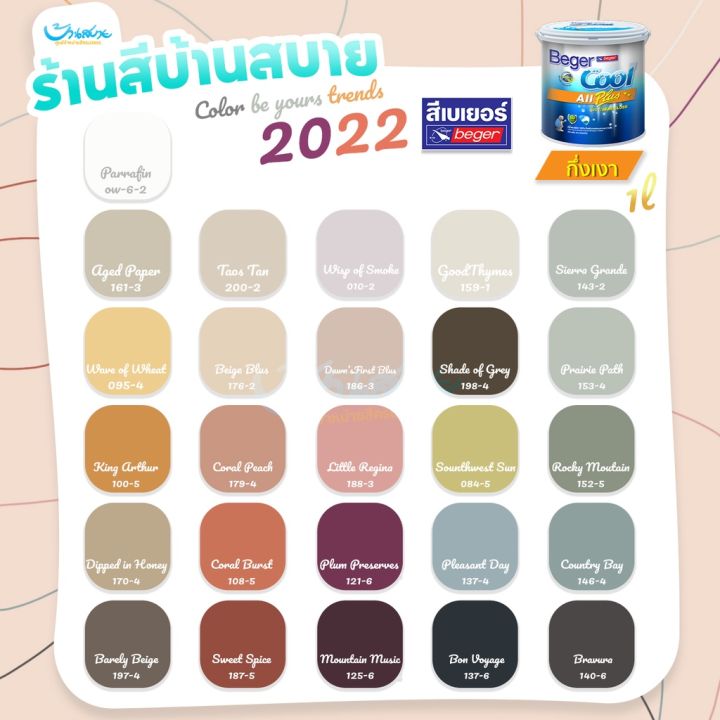 Beger เฉดสี 2022 คูลออลพลัส กึ่งเงา Cool All Plus ชนิดกึ่งเงา Cool All ...
