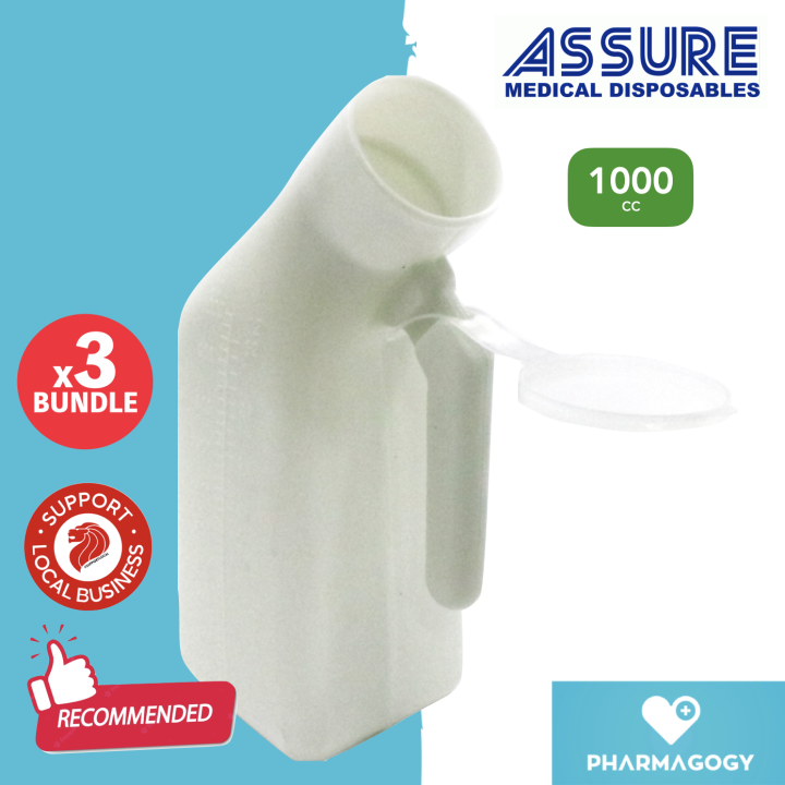 [BUNDLE OF 3] ASSURE / PHARMAGOGY Branded MALE URINAL WITH COVER ...