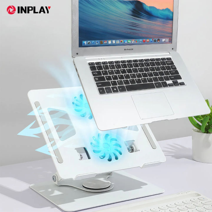 Inplay Laptop Stand with Double Fan 360 Degree Rotating Adjustable ...