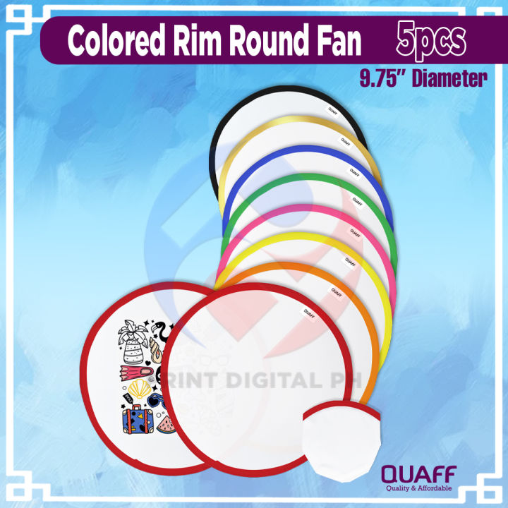 Print Digital (5pcs) Blank Printable Foldable Round Fan Rim Color ...