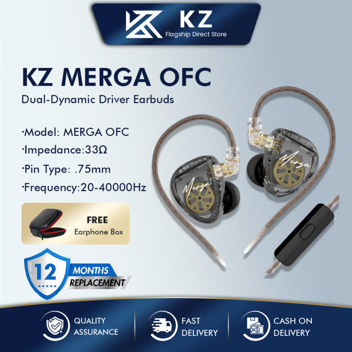 KZ Merga OFC 2DD 10mm+8mm In-Ear Headphones HIFI Earphone High ...