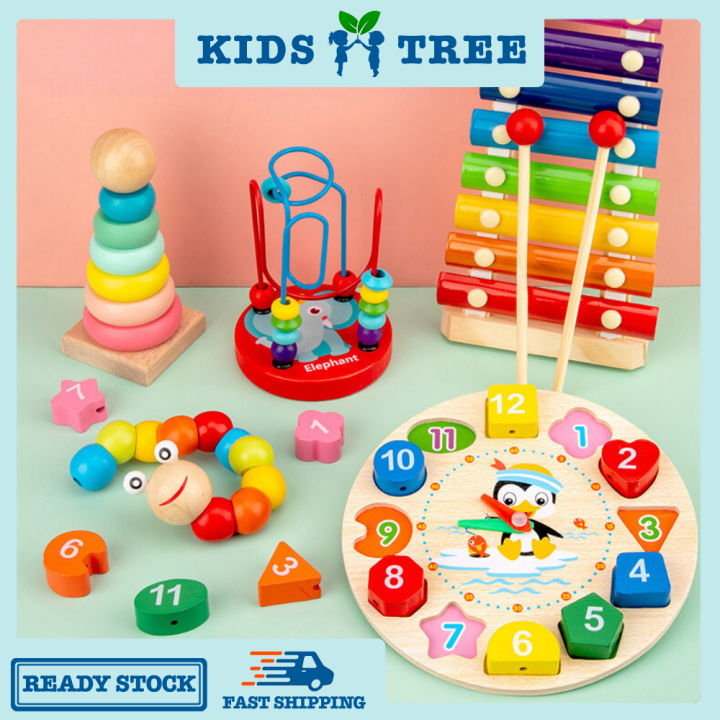 Baby Kids Wooden Toys Educational Montessori Early Learning Toys Mainan ...