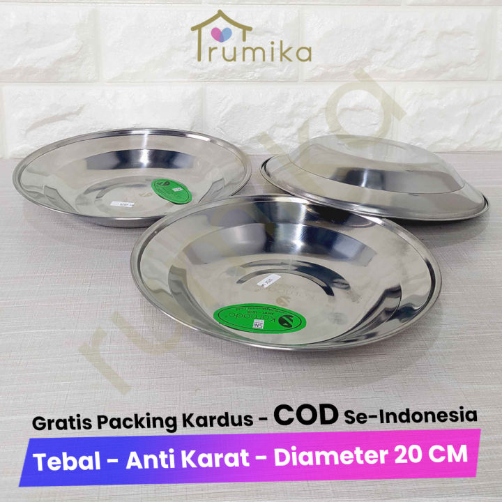 Piring Makan Stainless / Piring Snack Tebal Ukuran 20 cm | Lazada Indonesia