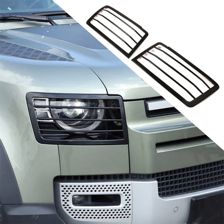 สแตนเลสไฟหน้ารถโคมไฟคุ้มครองสุทธิปกคลุมสำหรับ Land Rover Defender 110 ...
