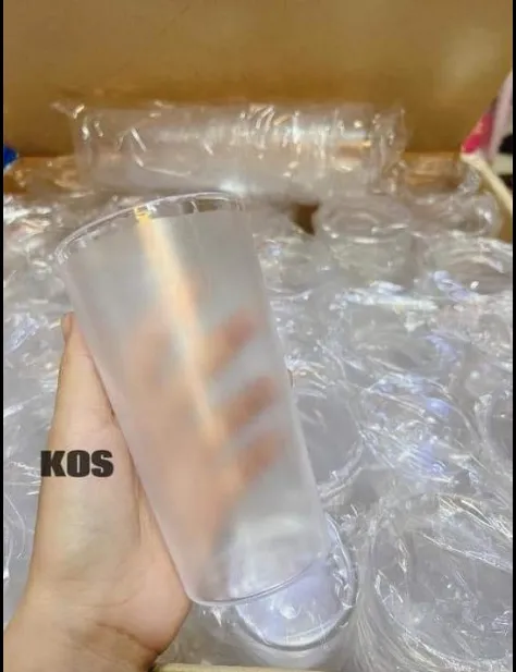 PLASTIC GLASS (8oz) FROSTED GLASS BASO REUSABLE DRINKING TUMBLER ...