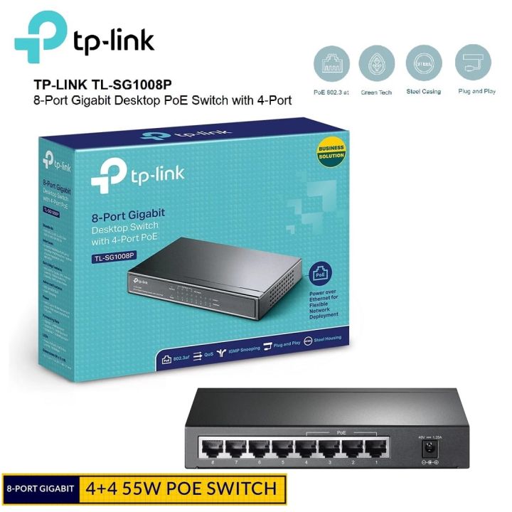 TP-LINK TL-SG1008P/SG1005P 5-PORT/8-PORT GIGABIT / 4-PORT POE SWITCH 10/100/1000Mbps | Lazada