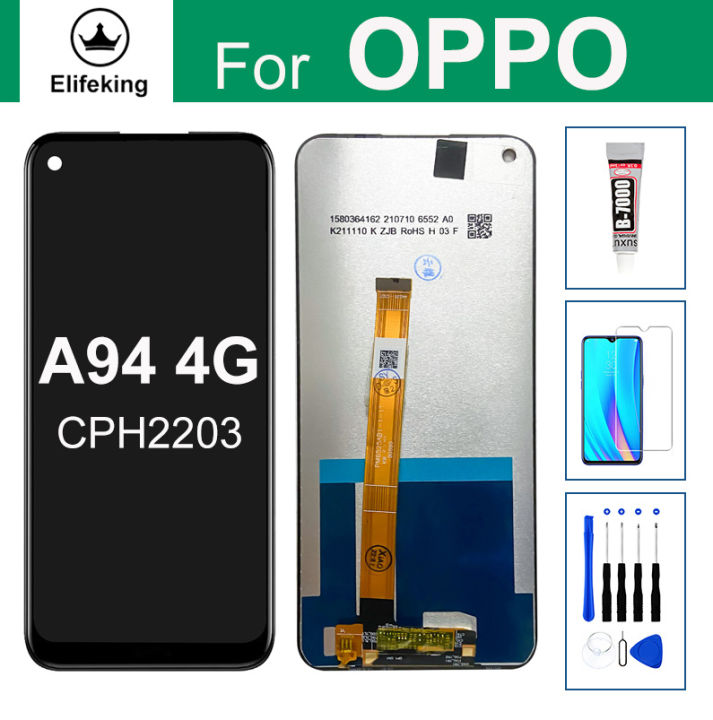 จอ LCD คุณภาพสูง6.43 "สำหรับ Oppo A94 4G อะไหล่ CPH2203ชิ้นส่วนจอสัมผัสแอลซีดีของเครื่องแปลง ...