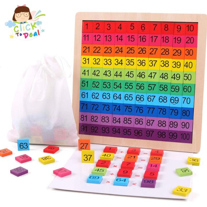 100 Number Board Wooden Math Learning Board Toy, Montessori 1-100 ...
