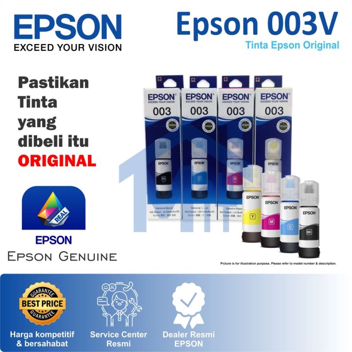 ORIGINAL EPSON 003 REFIL INK BLACK C,M,Y FOR PRINTER L3110 L3150 L5190 ...