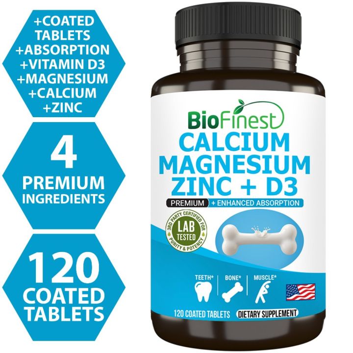Biofinest Calcium Magnesium Zinc Vitamin D3 Supplement - Enhanced ...