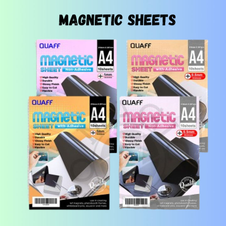 Partner Print- QUAFF 10 Sheets Magnetic Sheet A4 Size 4r Plain And With Adhesive | Lazada PH
