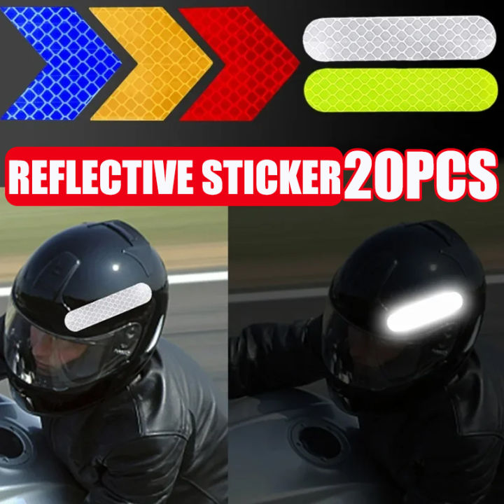 20PCS Car Reflective Warning Sticker Motorcycle Helmet Night Safety ...